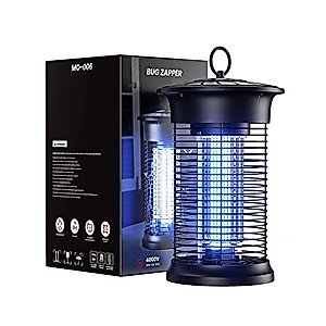 Gaiatop Bug Zapper Outdoor, 4000V 18W Mosquito Zapper Outdoor with 5ft Power Cord, Waterproof Electric Insect/Fly Trap Zapper Killer for Home Backyard Garden Patio - Black