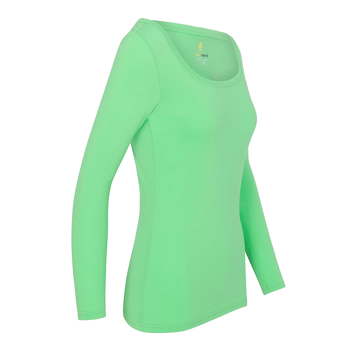 Natural Uniforms Women's Long Sleeve Extra Wide Scoop-Neck T-Shirt Under Scrub (Light Green, Medium)