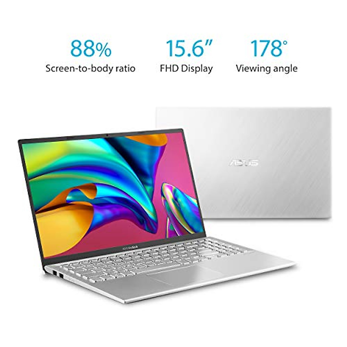 ASUS VivoBook S15 S512 Thin and Light 15.6” FHD, Intel Core i7-8565U CPU, 8GB DDR4 RAM, 256GB PCIe NVMe SSD + 1TB HDD, Windows 10 Home, S512FA-DB71, Silver Metal