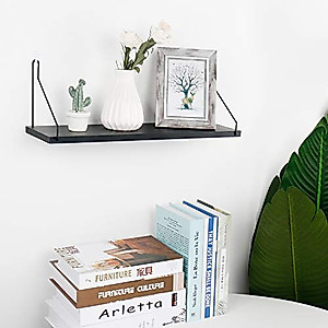 Floating Shelves Decorative Shelves Wooden Wall Mounted Shelf for Bedroom Living Room Kitchen and Office (Black,19.7 in)