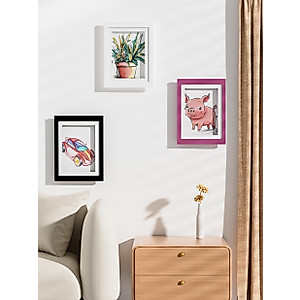 Orionstar Kids Art Frames, Artwork Picture Frames Changeable, Front Opening Picture Display Frames Holds 11.8X8.5inch 100 A4 Pcs, Artwork Display Storage Frames for Children, Home (Black 2 Pack)