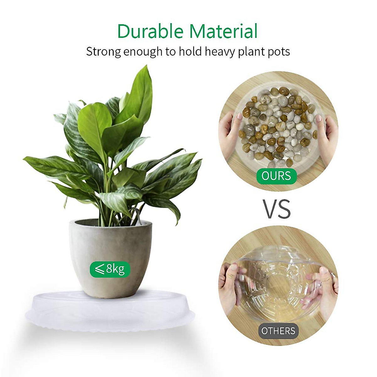 JOYSEUS Plant Saucers - 6 Pack of 14 Inch - Durable Plastic Plant Tray for Flower Pots, Clear Plant Saucer for Indoor Plants Pots & Outdoor Plants (6 Pack)