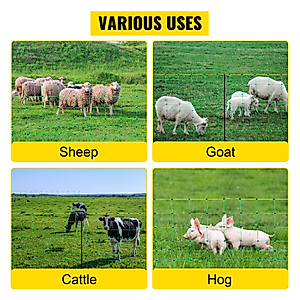 VEVOR Electric Fence Netting, 42.5" H x 164' L, PE Net Fencing with 14 Posts Double Spiked, Utility Portable Mesh for Goats, Sheep, Lambs, Deer, Hogs, Dogs, Used in Backyards, Farms and Ranches, Green