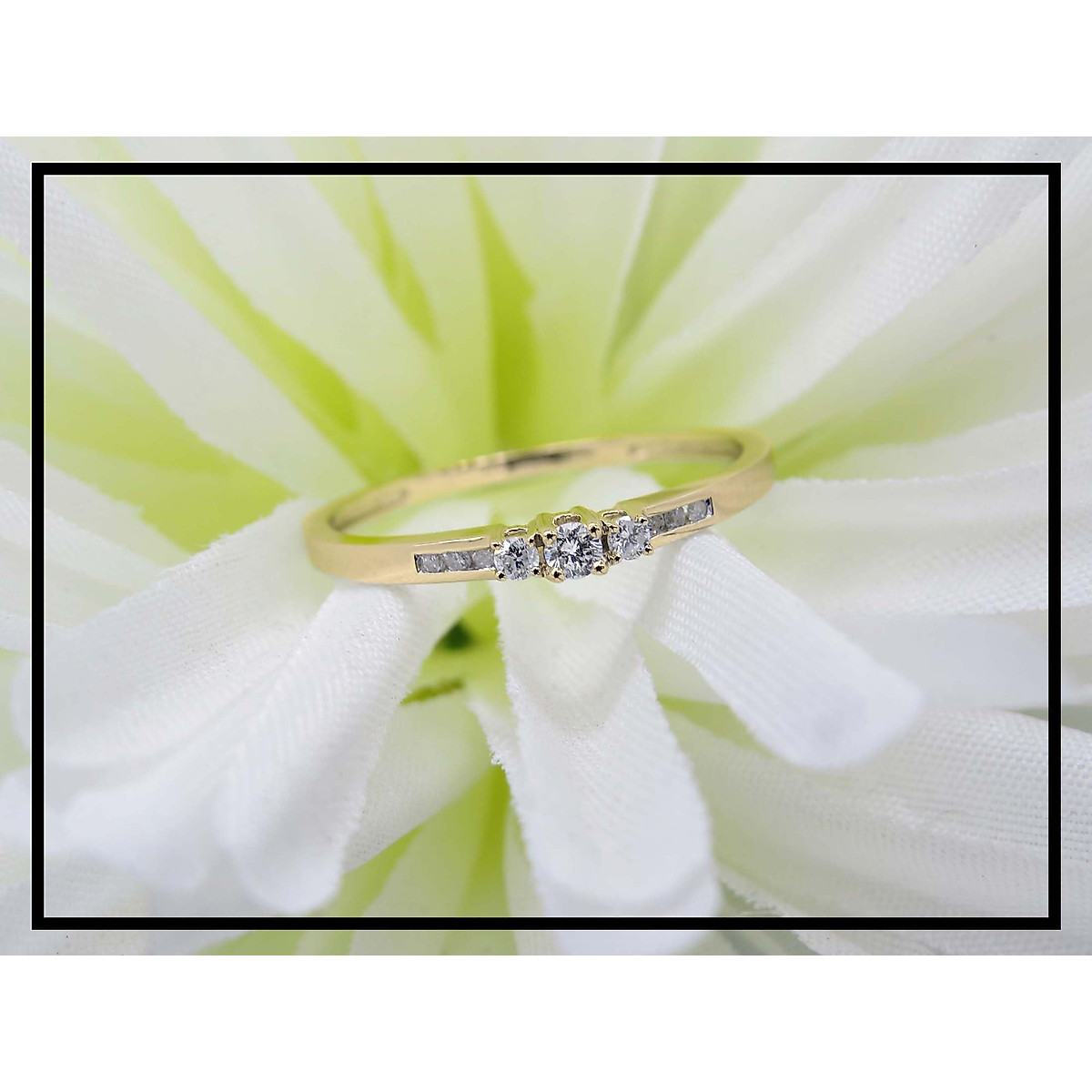 Dazzlingrock Collection 0.13 Carat (ctw) Round White Diamond Ladies Bridal Promise 3 Stone Engagement Ring, 10K Yellow Gold, Size 5.5