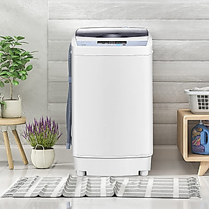 Casart Washing Machine Portable Compact 9.92lbs Capacity Full-Automatic W/Drain Pump,10 programs 8 Water Level 1.34 Cu.ft Cloth Washer and Spinner