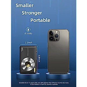 Digital Camera, FHD 1080P Kids Camera 44MP Point and Shoot Digital Cameras with 32GB SD Card, 16X Zoom, Two Batteries, Lanyard, Compact Small Camera for Kids Boys Girls Teens Students Seniors-Black