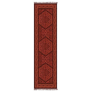 Casavani Hand Block Printed Area Rug Geometric Red Cotton Dhurrie Floor Carpet For Doormat Best Uses For Hallway Runner Rug Bedroom,Living Room,Dining Room,Purch 7x10 Feet