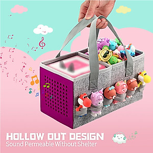 Seracle Carrying Case Travel Felt Bag Compatible with Toniebox Starter Set and Tonies Figurine (Gray+Purple)