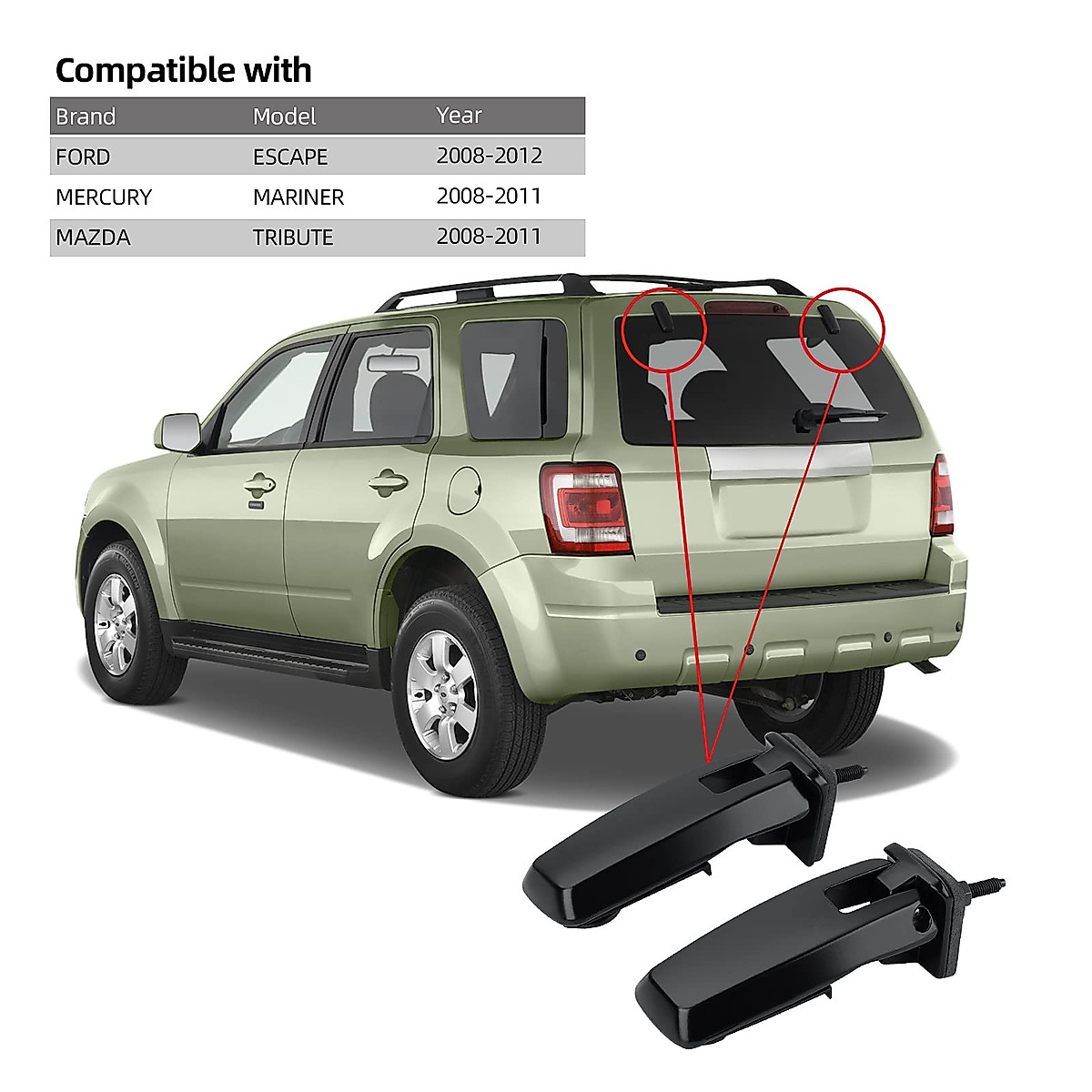 Rear Window Liftgate Glass Hinge Set Right&Left Compatible with Ford 08-12 Escape 08-11 Mercury Mariner 08-11 Mazda Tribute Tailgate Rear Hatch Glass Replaces# 8L8Z78420A68C 8L8Z78420A68D