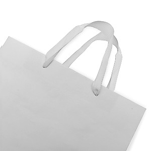 Prime Line Packaging 10x5x13 50 Pack White Gift Bags with Handles Bulk, Medium Kraft Paper Bags for Boutique, Shopping, Wedding, Birthday Gift Wrap