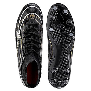 breooes Men’s Soccer Cleats Football Boots Professional Training Turf Mens Outdoor Indoor Sports Athletic Big Boy's Sneaker Size 11 Black