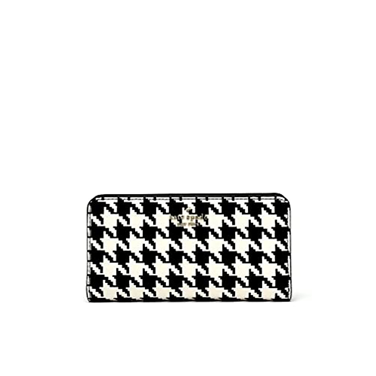 Kate Spade Darcy Large Slim Bifold Wallet Houndstooth in Black Multi