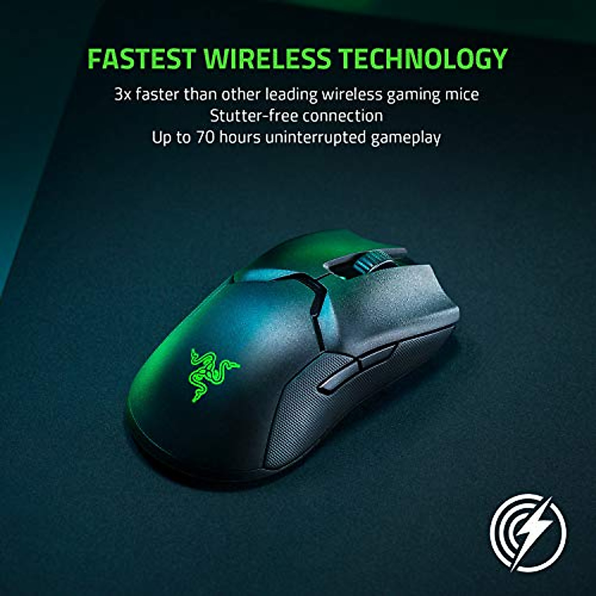 Razer Viper Ultimate Lightweight Wireless Gaming Mouse: Fastest Gaming Switches - 20K DPI Optical Sensor - Chroma Lighting - 8 Programmable Buttons - 70 Hr Battery - Classic Black