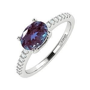 V3 Jewelry Sterling Silver With Color Changing Alexandrite and White Topaz Solitaire Ring