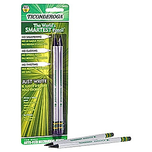 Ticonderoga Sensematic Mechanical Pencil, 0.7mm Lead, Silver, 2 Count
