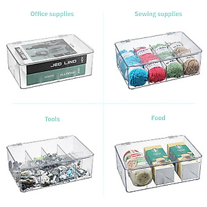 novelinks Clear Plastic Tea Bag Organizer Stackable Storage Organizer with Lid Divided Container Box with Lid for Kitchen Cabinet, Condiments,Countertop, Pantry, Hold Coffee Pods, 2 Pack