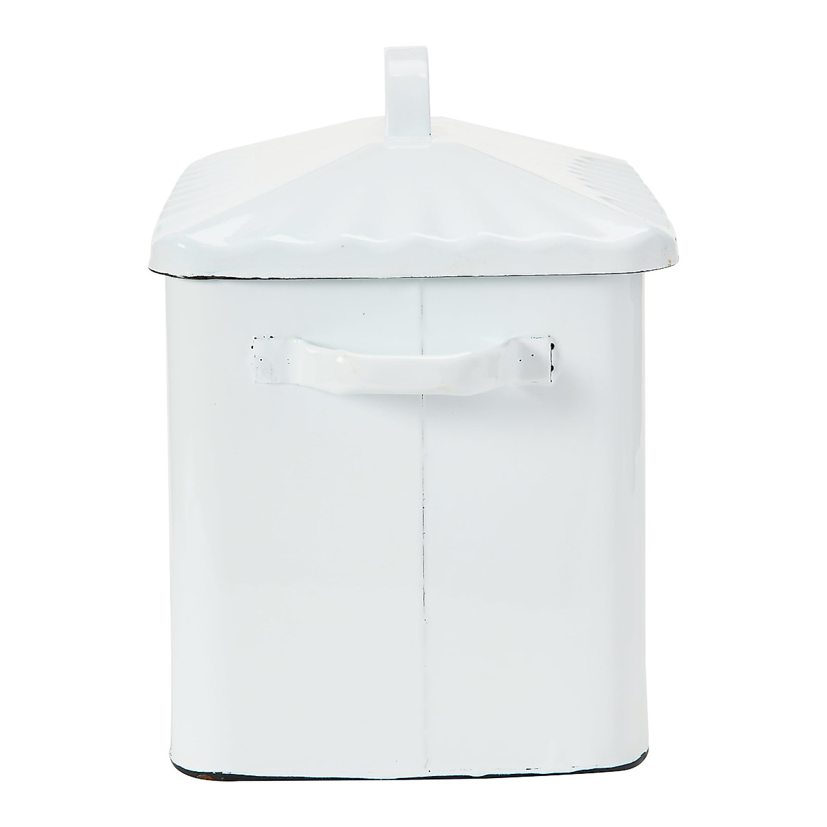 Creative Co-Op Farmhouse Enameled Metal Bread Box with "Bread" Message, White