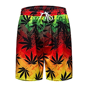 TUNEVUSE Mens Hawaiian Shirts and Shorts Set 2 Pieces Beach Outfits Print Summer Tropical Suit with Bucket Hats Orange Large