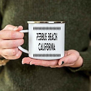 Pebble Beach California Apparel for Men and Women - Fathers Day Gift - Large 12 Oz White Stainless Steel Camping Mug