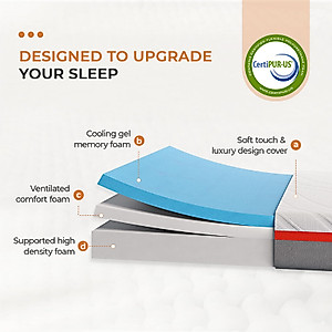 Sweetnight Queen Mattress, 12 Inch Gel Memory Foam Mattress in a Box, Plush Foam Mattress for Pressure Relief & Motion Isolation, Clarity, Gray+White