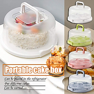 Cake Carrier with Handle, Cake Holder with Cover Lid, Round Cupcake Container Saver Transporter for Pies Cookies Nuts Fruit Storage, 10 Inch (White)