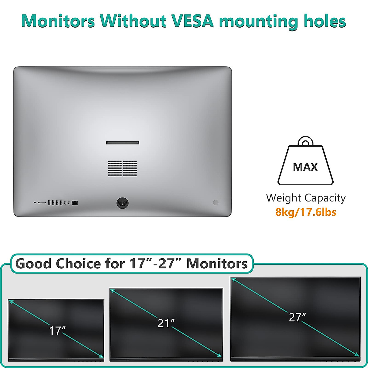 WALI Mount Bracket Adapter Monitor Arm Mounting Kit for Screen 13 to 27 inch, Mounting Holes 75mm and 100mm (UVVEP)