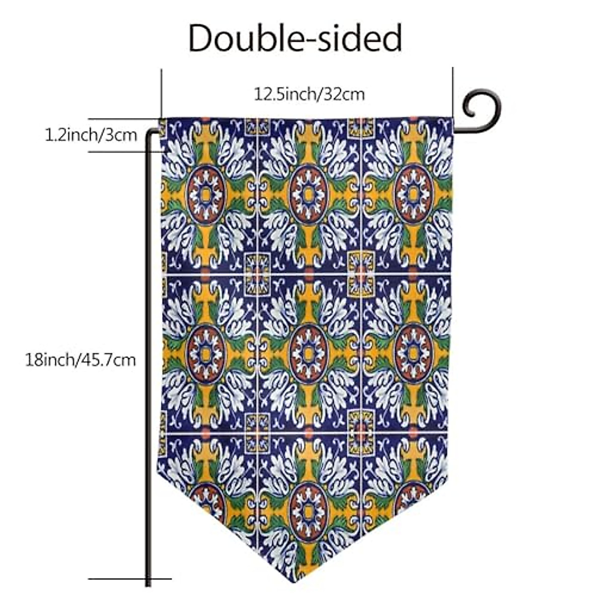 Mexican Talavera Tile Pattern Premium Garden Flags - Garden Decoration Flags/Yard Decoration Flags/Outdoor Garden Flags/Two Shapes Available