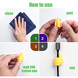 Funducts 16 pcs Reusable self Adhesive Cord Holder for Desk, Phone Holder USB Cable Clips for Wall, Charger Cord Holder, Hanger Hooks for Bathroom, Cute Cord Organizer Clip