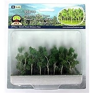Woods Edge Trees Pastel Green 2'' to 2.5'' N-scale 20/pk