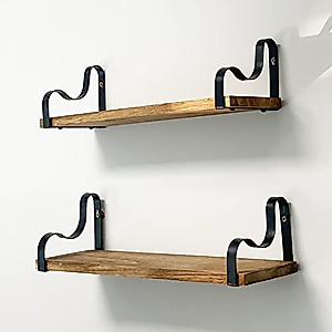 trlry Floating Shelf Rustic Wood for Wall/Office/Books, Set of 2, Hanging Shelves for Living Room/Bathroom/Bedroom/Bedroom, Shelving Wall Mounted, Display Shelves,Wall Bookshelf for Kids