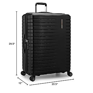 Traveler's Choice Archer Polycarbonate Hardside Spinner Luggage Set, Tie Down Straps, Black, Checked 29-Inch
