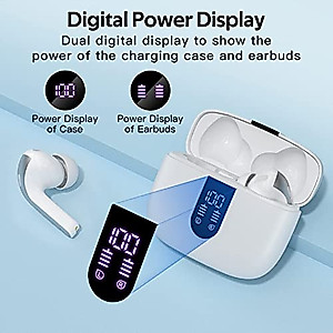 TAGRY Bluetooth Headphones True Wireless Earbuds 60H Playback LED Power Display Earphones with Wireless Charging Case IPX5 Waterproof in-Ear Earbuds with Mic for TV Smart Phone Computer Laptop Sports