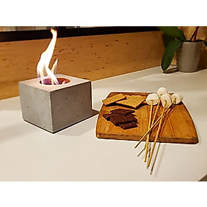 Concrete Encounter Concrete Square Tabletop Indoor fire Bowl fire Pit, The Fire Pot., SM-S, Gray, 5In x 5In x 4In