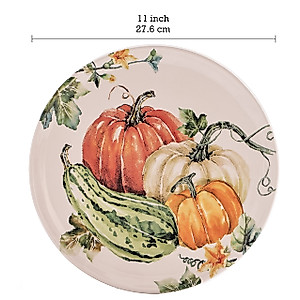 Bico Pumpkin Feast 11 inch Dinner Plates, Set of 4, for Pasta, Salad, Maincourse, Microwave & Dishwasher Safe