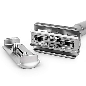 QSHAVE Adjustable Double Edge Classic Safety Razor (1 Razor & 5 pcs Titanium Coated Blades)