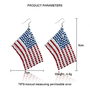 American Flag Earrings for Women Patriotic Independence Day 4th of July Drop Dangle Earrings Hook Earrings Fashion Jewelry (Alloy Mesh)