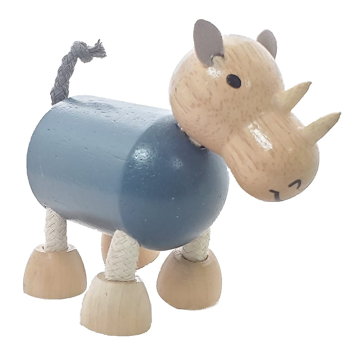 TEKOR Bendable Safari Wooden Animals (Set of 4) | Early Learning Montessori Toy for Toddlers & Kids. Includes a Lion, Alligator, Rhino, Giraffe. Smooth Wood, Bendable Legs, Child Friendly.