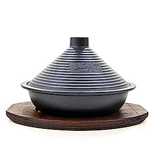 Tagine Cast Iron Cooker Pot with Anti-scalding Board, Tagine Clay Casserole Slow Cooker Non-Porous Cone Lid, for Different Cooking Styles and Temperature Settings Oven / 28cm
