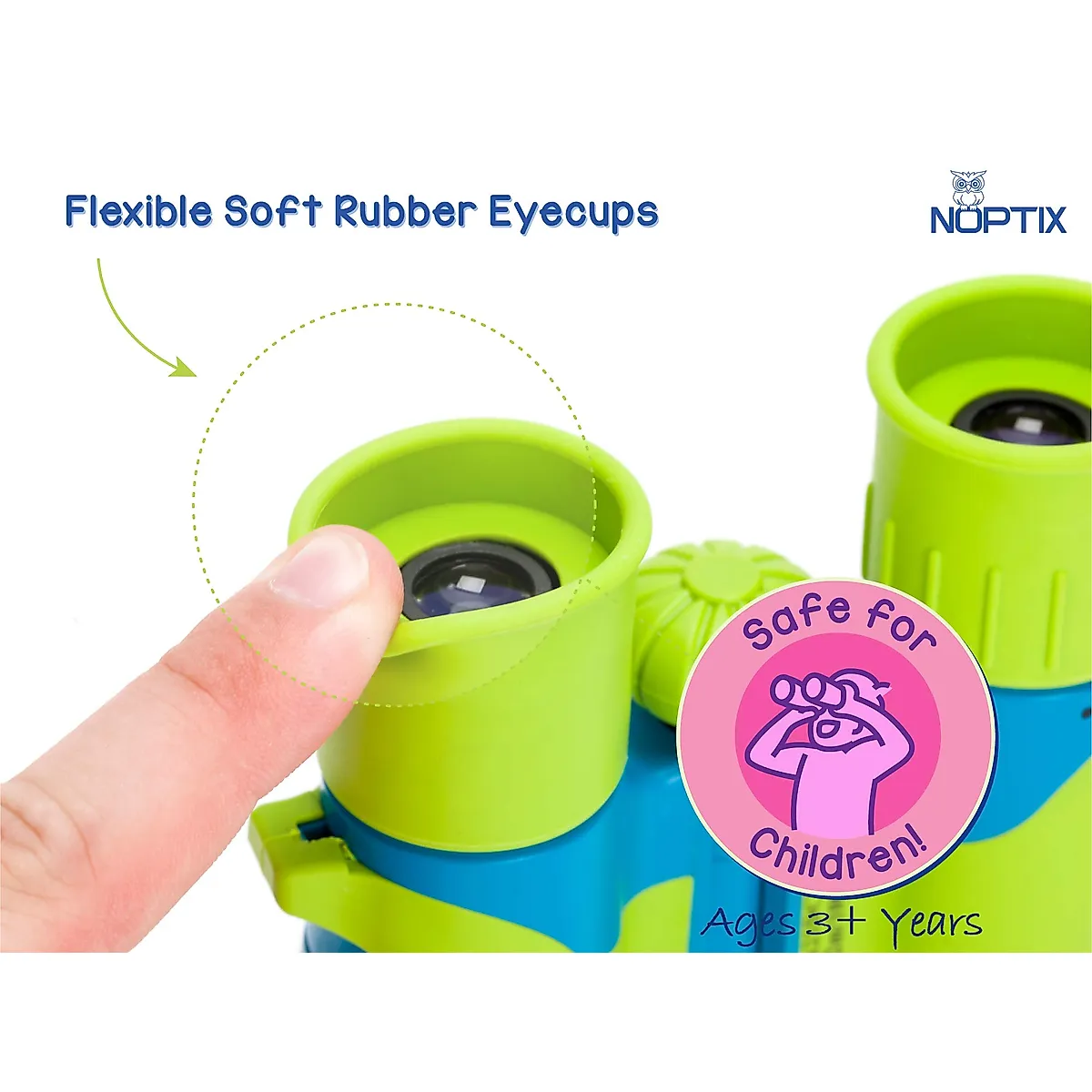 Binoculars for Kids, Girls or Boys Real Kids Binoculars in Vibrant Green Blue - includes Sticker Book with 40 Bird Species - Kids Toys Small Binoculars, Toddler Binoculars