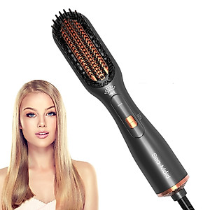 Sea-Maid Hair Straightener Brush, Ceramic Ionic Hot Air Brush with Anti-Scald, Auto Temperature Lock & Auto-Off Feature, 3 Heat