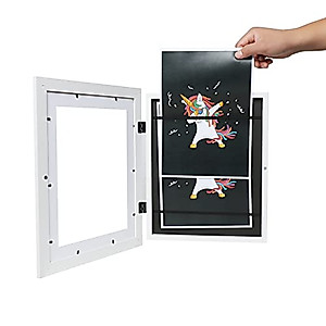 FrameWorks 10” x 12.5” White Wooden Kid Art Frame with Gallery Style Edges, Tempered Glass, and Elastic Straps 2-Pack