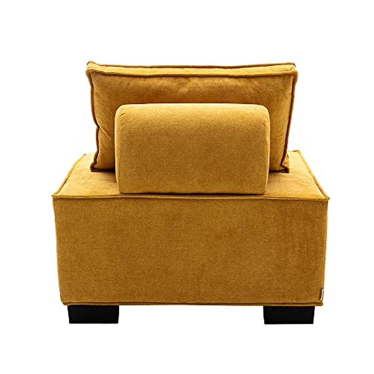 JURMALYN Square Modular Sectional Sofa Couch, Free Combination Sectional Sofa Modern Floor Single Chair with Two Removable Back Cushions Foor Tofu Sofa Small Single Couch for Bedroom and Corner Yellow