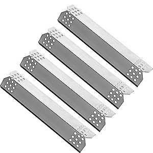 YIHAM KS708 Replacement Parts for Grill Master 720-0697 Nexgrill 720-0830H 720-0783E 720-0737 BBQ Heat Shield Plate Tent Burner Cover Flame Tamer, 14 9/16 inch x 3 3/8 inch, Stainless Steel, Set of 4