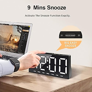 Digital Alarm Clock with Large Display Big Bold Numbers, Dimmer, 2 USB Charging Ports, Snooze, Small Table Desk Clock for Bedroom, Living Room, clock for heavy sleepers