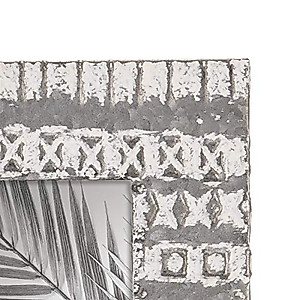 Foreside Home and Garden 5 x 7 inch Decorative Distressed Whitewashed Metal Pattern Picture Frame, 5x7, Gray