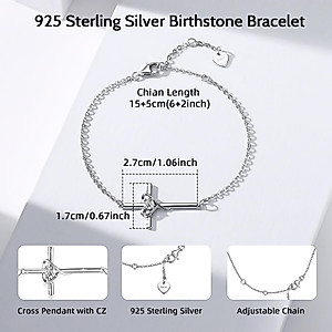 YZSFMZGE Cross Bracelet 925 Sterling Silver Bracelets for Women Adjustable Bracelet