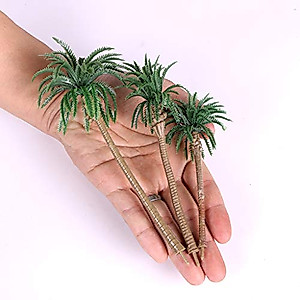 Ymeibe 15Pcs Miniature Palm Trees Decor Diorama Layout Architecture Coconut Model Trees Scenery Landscape Cake Toppers Decoration 4-6.3 inch