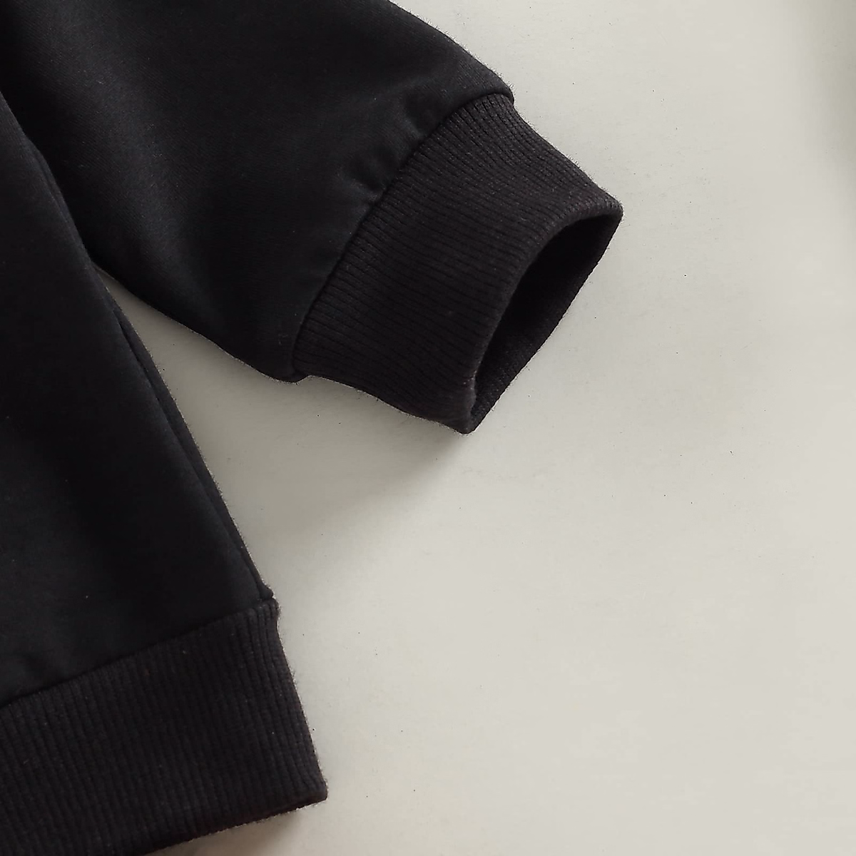 Kuriozud Fall Baby Boy Outfits Cousins Long Sleeve Crew Neck Sweatshirt Pullover Top+Solid Drawstring Pants Set (Black Brown, 3-6 Months)