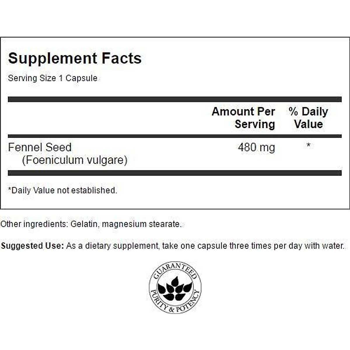 Swanson Fennel 480 Milligrams 100 Capsules