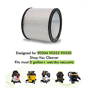 GIBTOOL Replacement Cartridge Filter Compatible with Shop-Vac 90304 90350 90333 Fits Most Wet/Dry Vacuum Cleaners 5 Gallon and Above